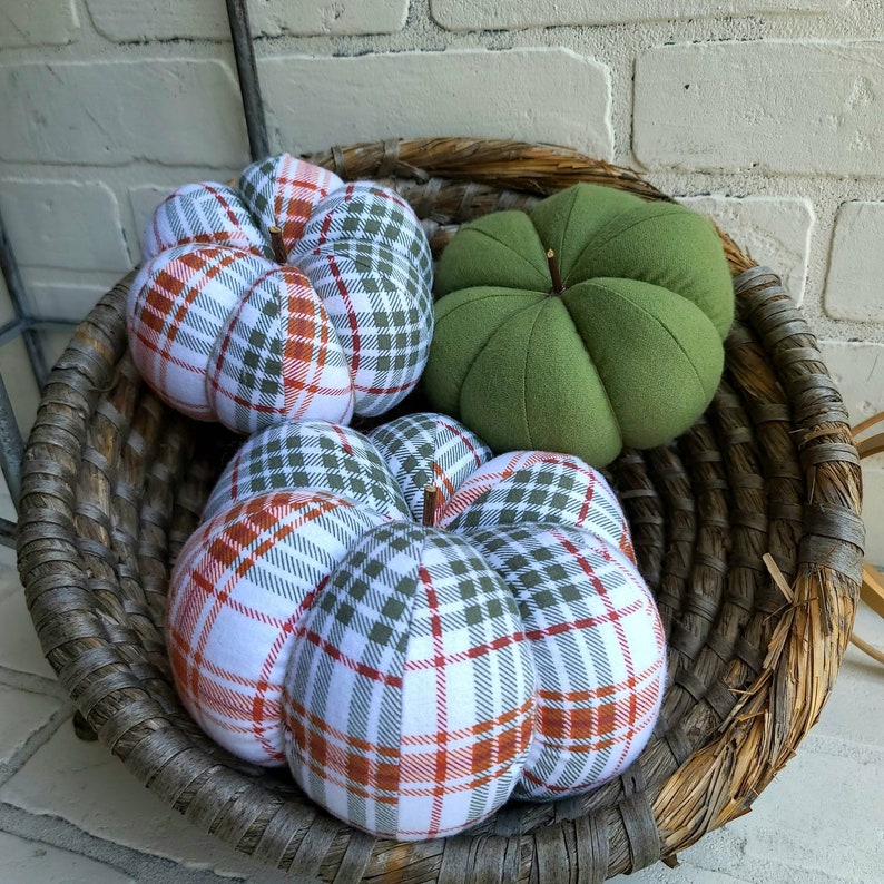 Fabric Pumpkins Fall Pumpkins Fall Decor Plaid Pumpkin - Etsy