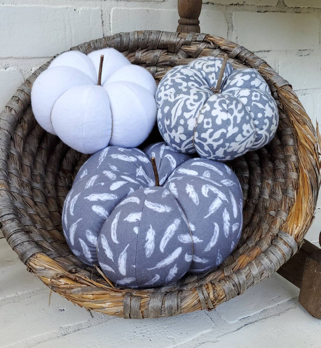 Grey Feather Pumpkins, Fall Decoration, Table Decor, Pumpkin Decor - Etsy