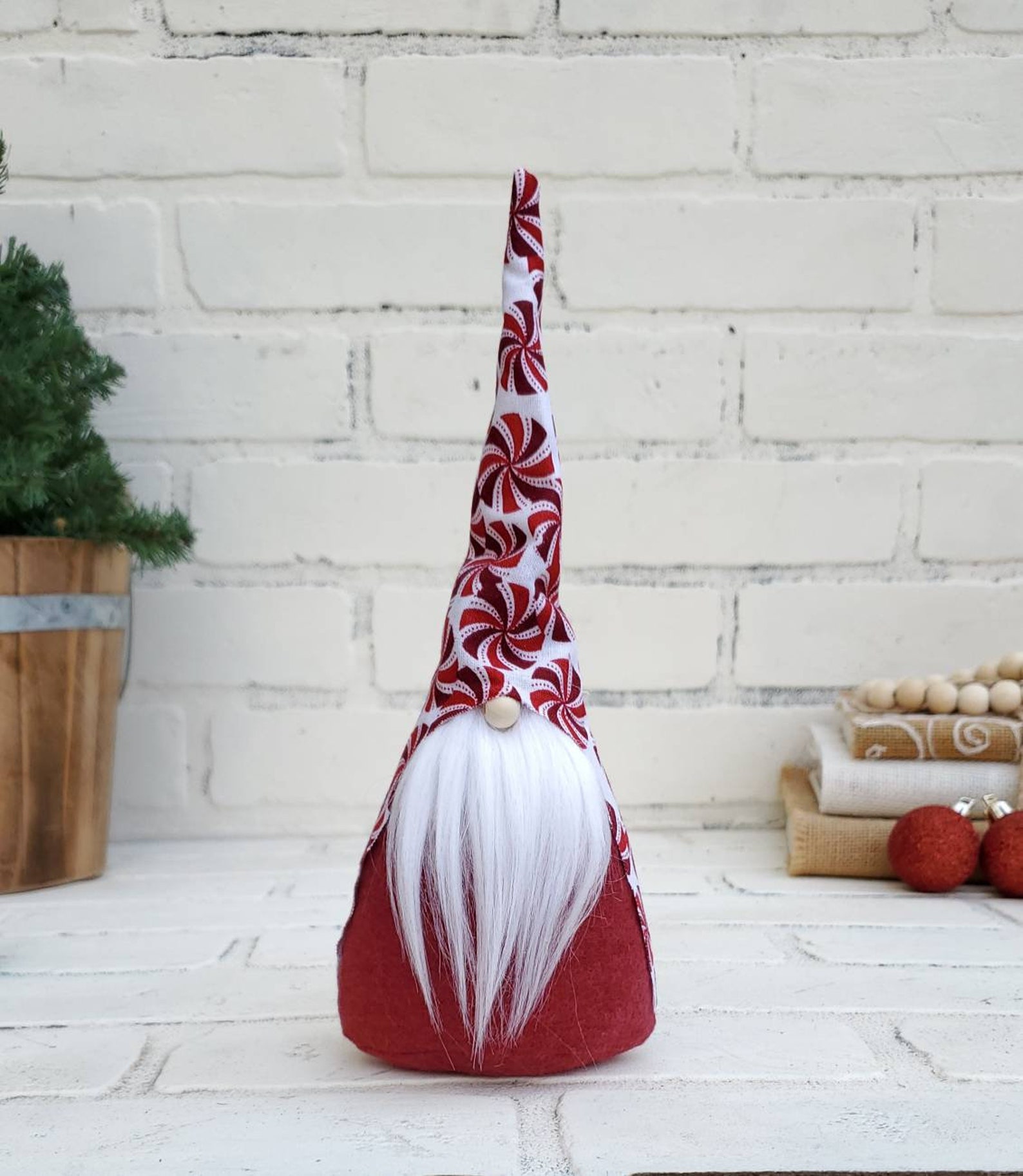 Peppermint Candy Gnome, Peppermint Decor, Tomte - Etsy