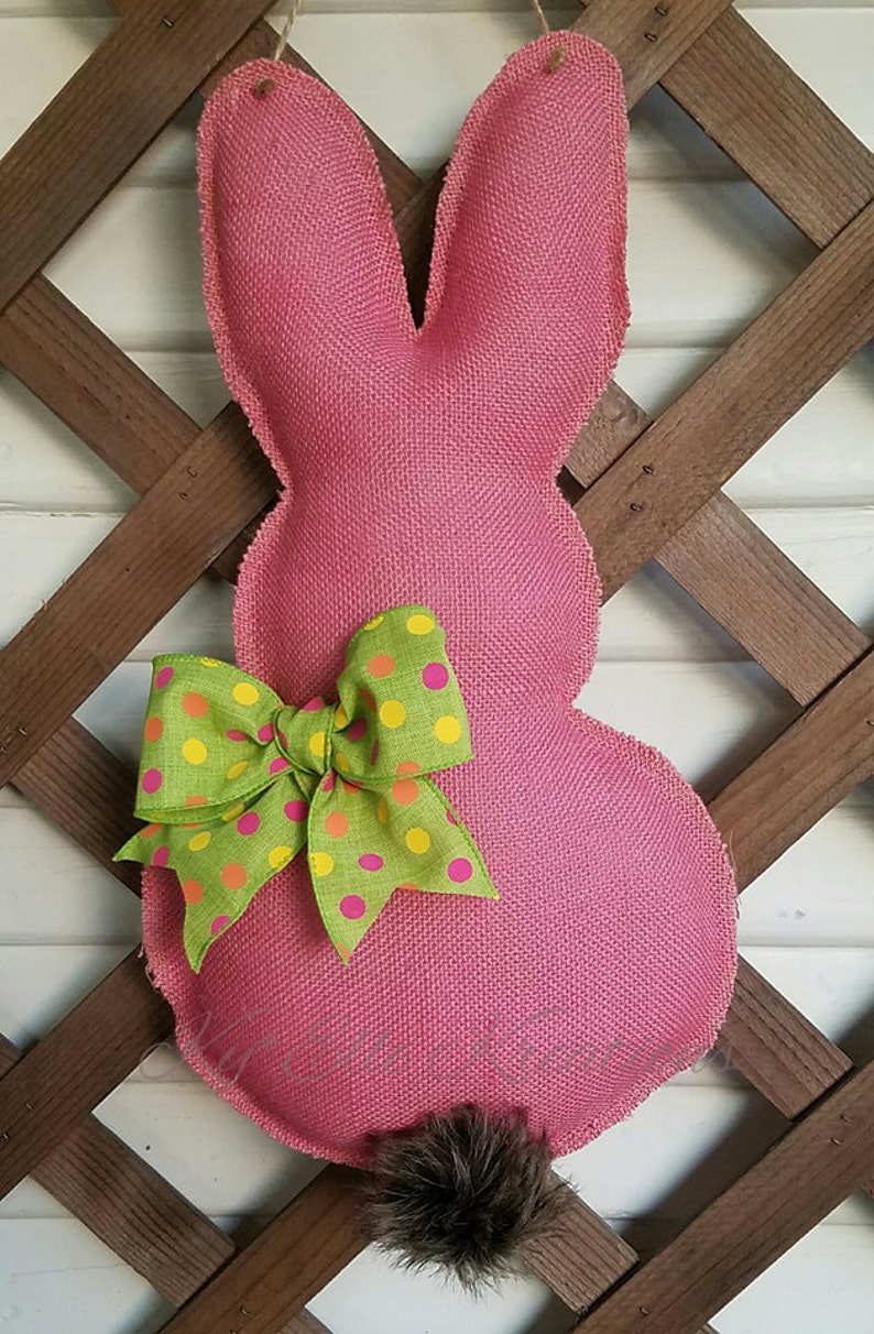 Pink Burlap Bunny Door Hanger Bunny Door Hanger Easter - Etsy