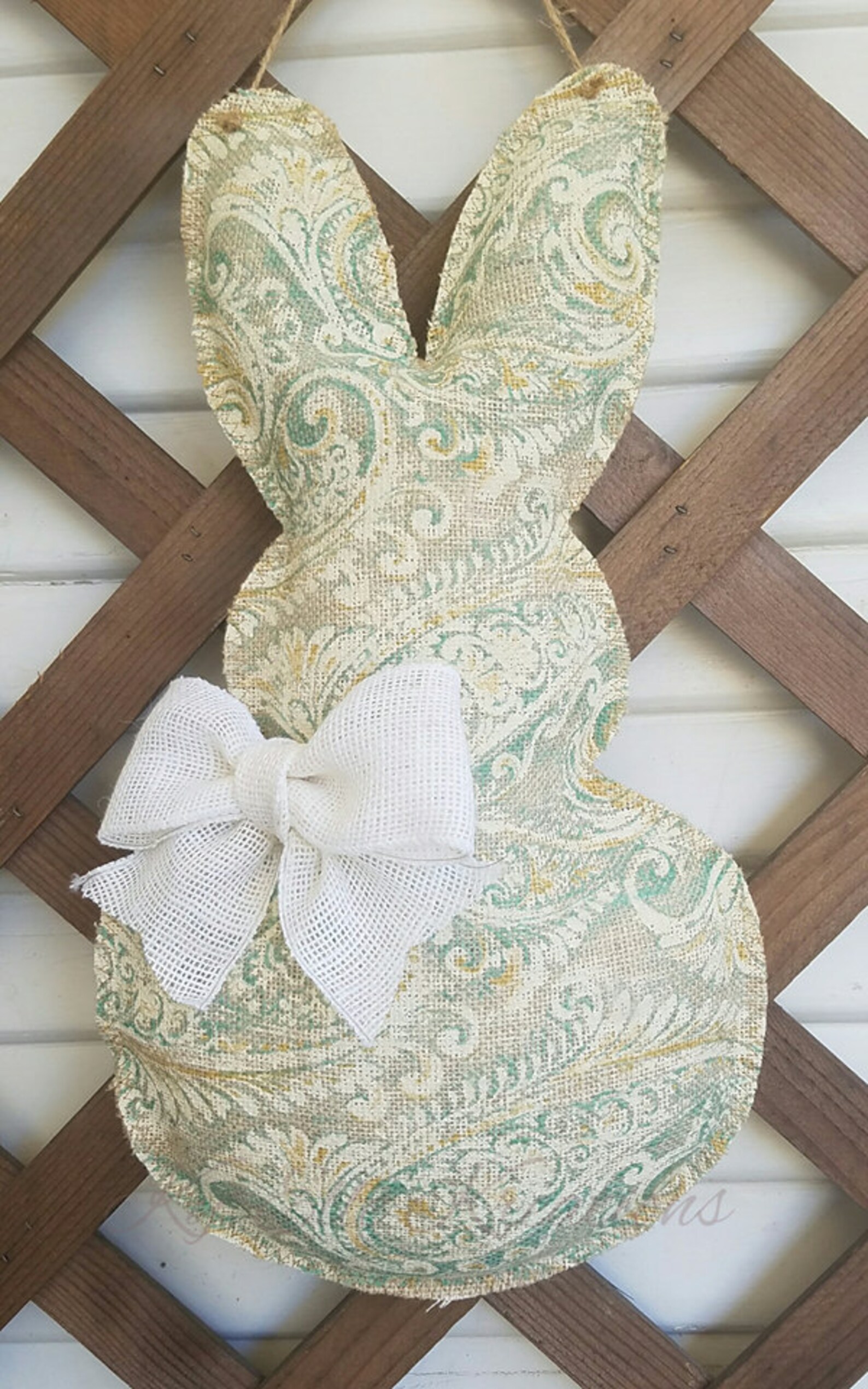 Easter Bunny Door Hanger Easter Decor Burlap Rabbit Door - Etsy