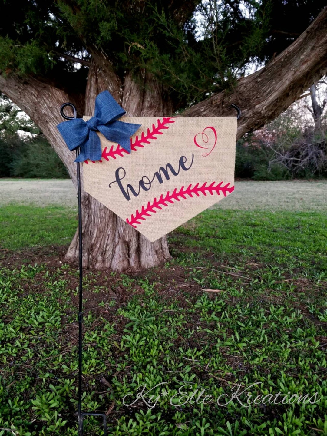 Burlap Baseball Garden Flag: Rustic Home Plate Door Hanger - Etsy