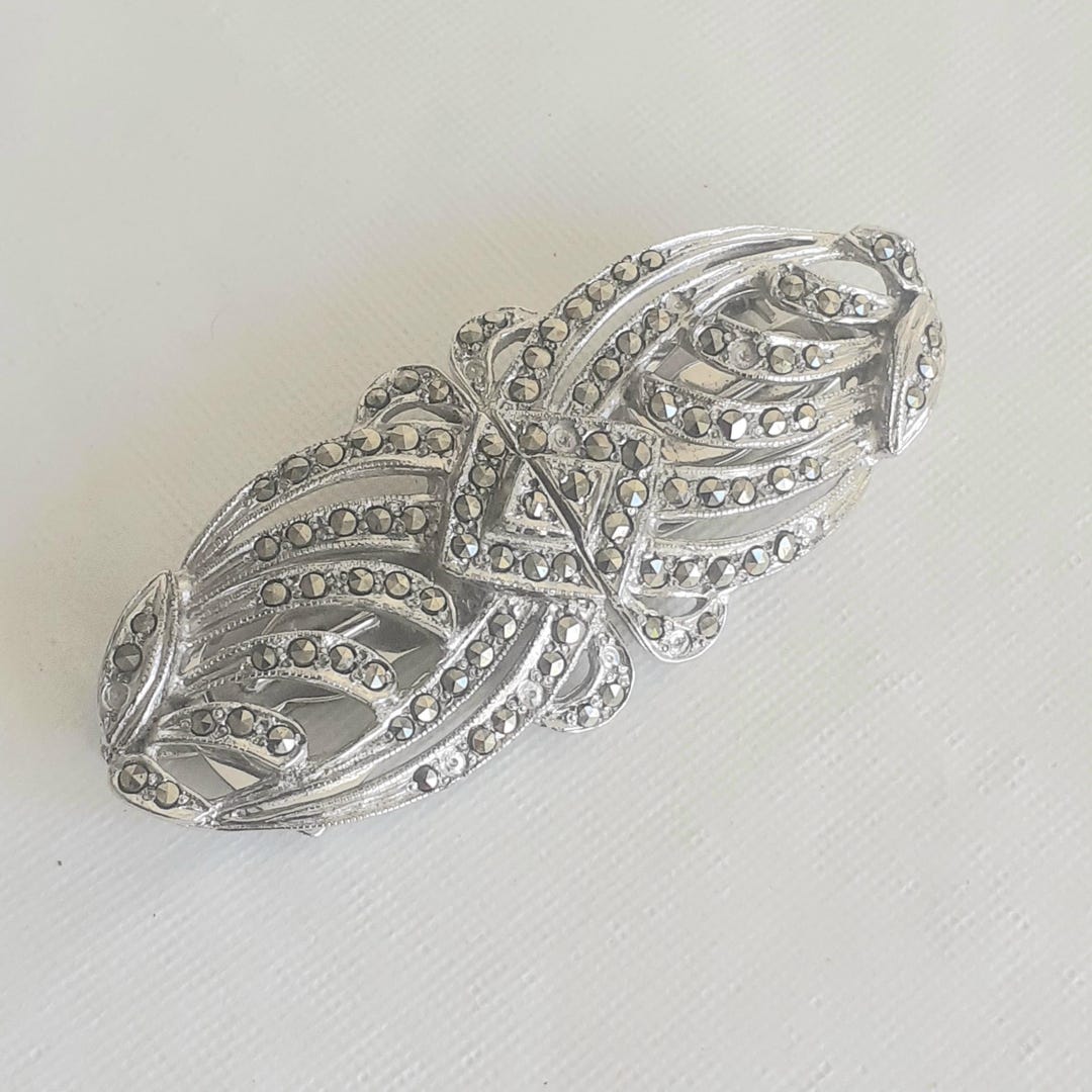 Vintage Marcasite Dress Clip Convertible Duette, 1950s, Art Deco Style ...