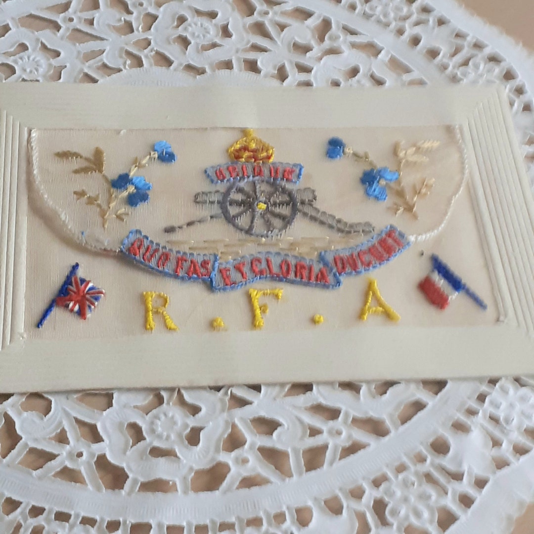 Antique WW1 Silk Postcard, 1914/18, Royal Field Artillery Design, Hand ...