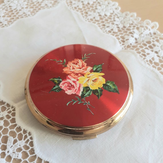 Vintage Stratton Powder Compact, Floral Rose Design,… - Gem