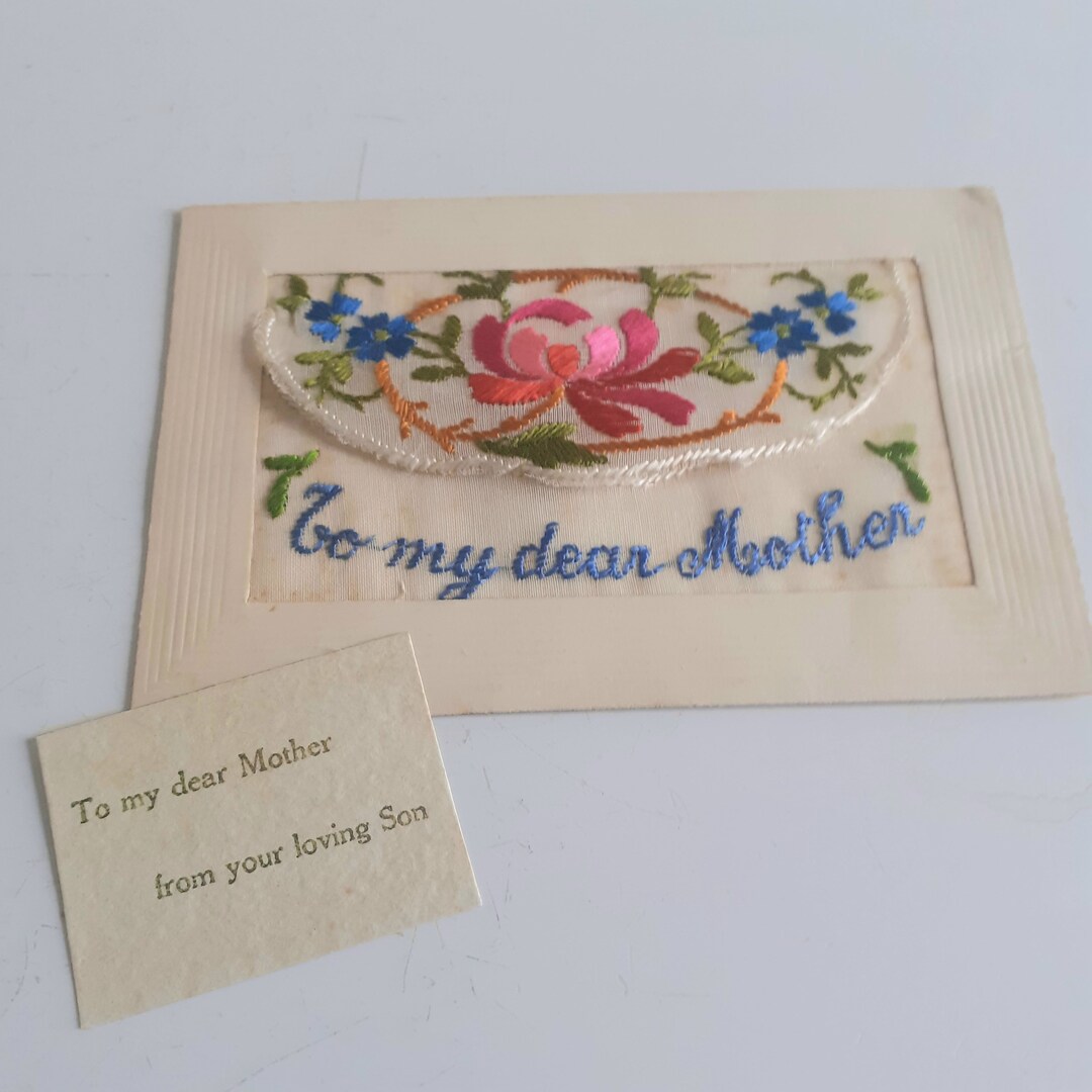 Antique WW1 Silk Postcard: Hand Embroidered Floral Design - Etsy