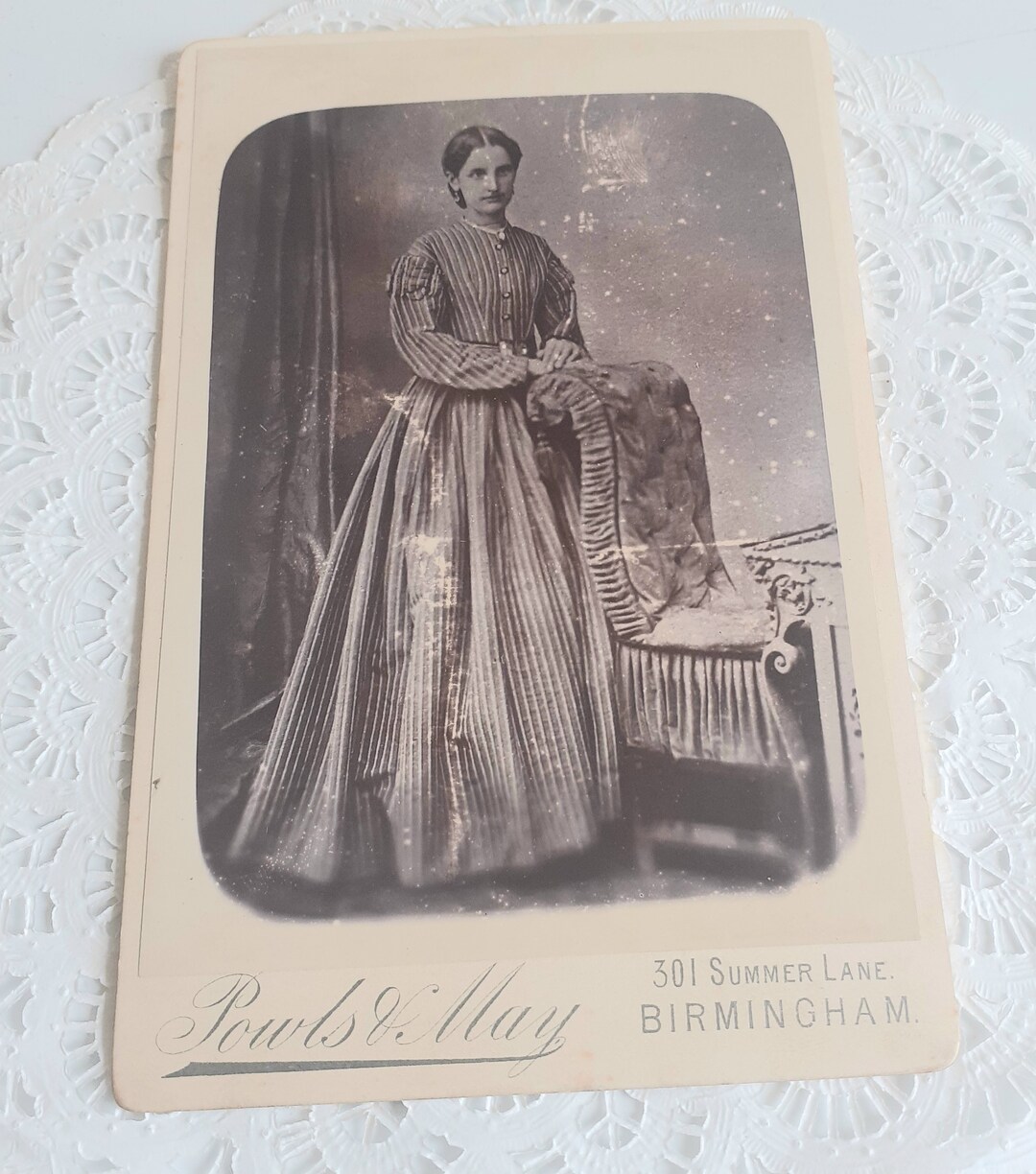Antique Victorian Cabinet Card: 1880s Portrait Photo, Birmingham Studio ...