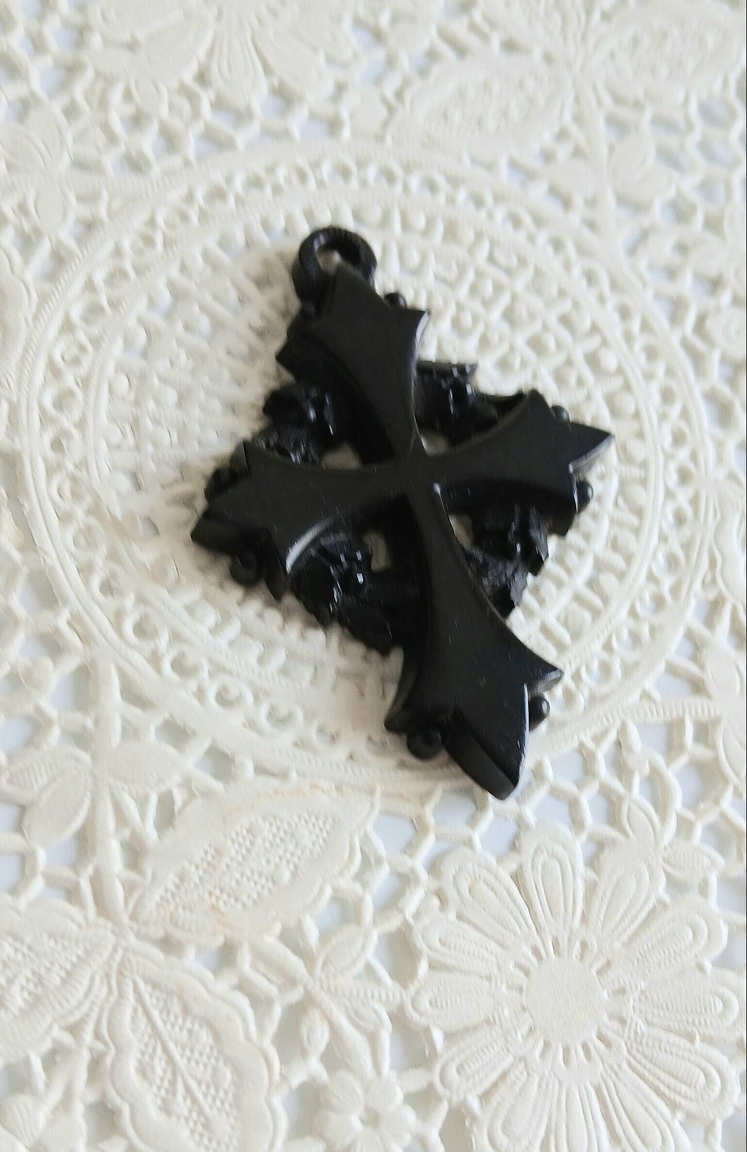 Victorian Mourning Cross/crucifix Pendant, Jet, Black, Hand Carved ...