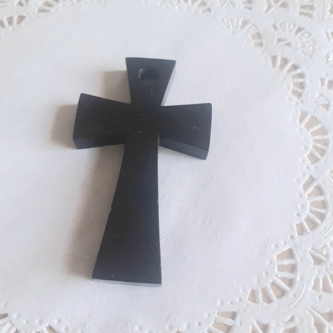 Victorian Mourning Cross/crucifix Pendant Whitby Jet Black - Etsy