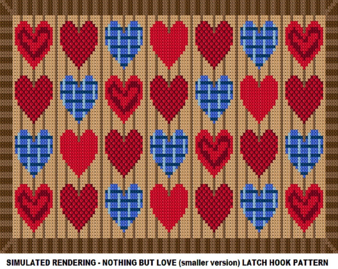 Nothing but Love, Latch Hook Rug Pattern, DIY Latch Hook Rug Kit Pattern Latch Hook Rug Kit ...