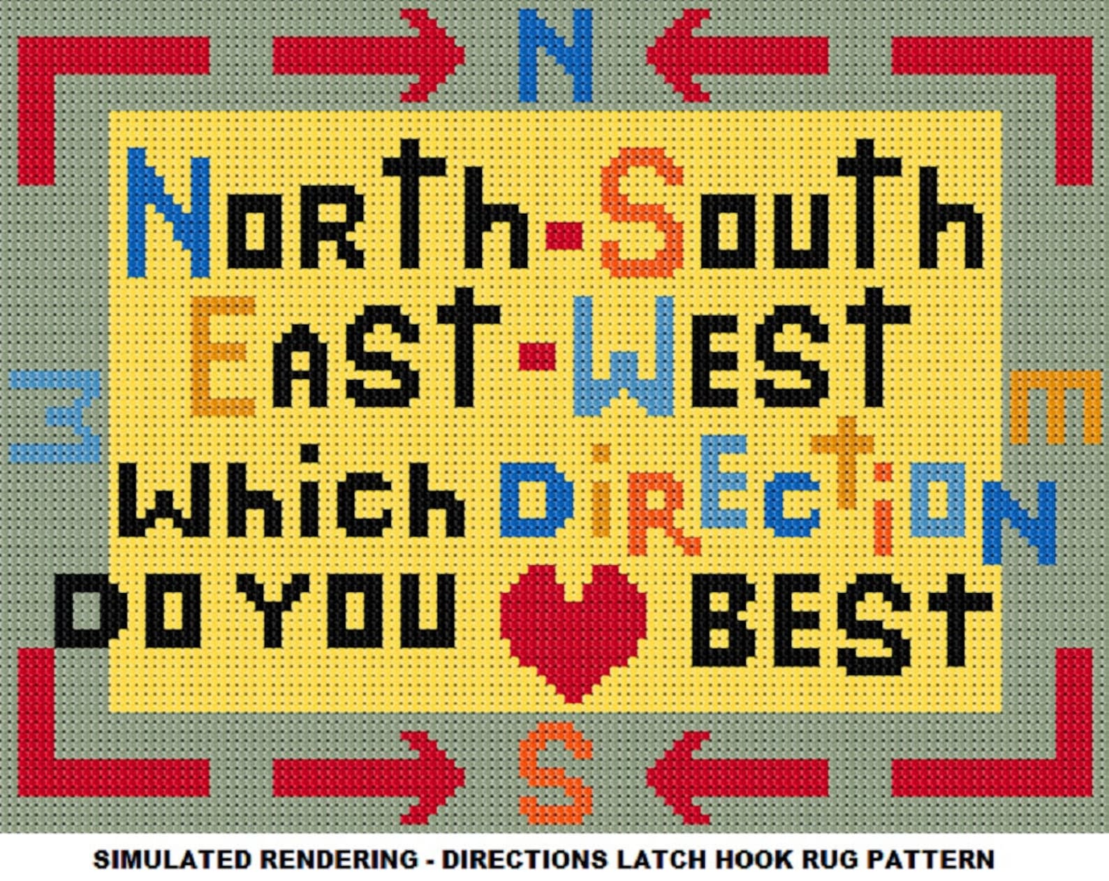 Latch Hook Pattern Directions Latch Hook Rug Pattern PDF - Etsy