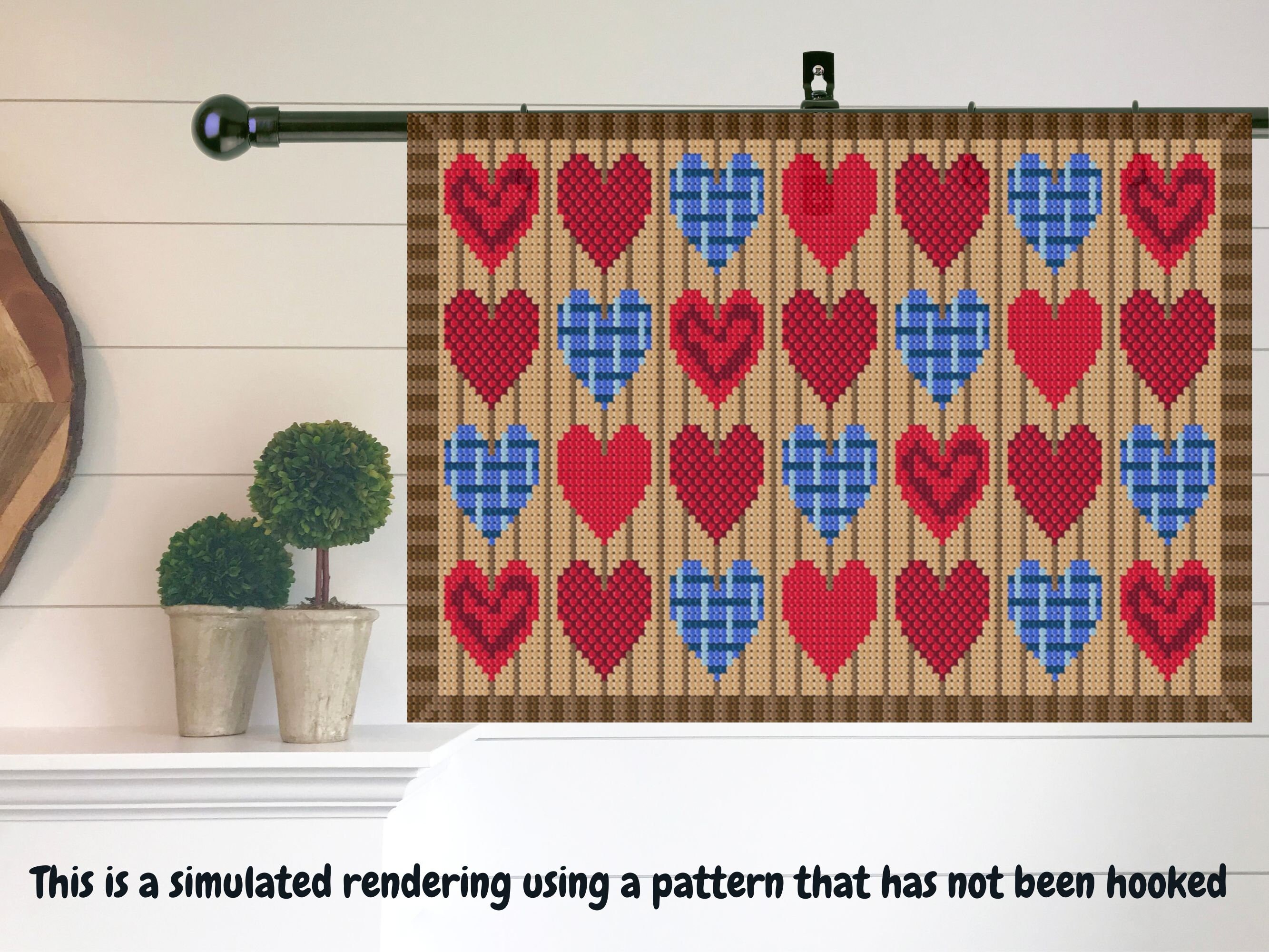 Nothing but Love, Latch Hook Rug Pattern, DIY Latch Hook Rug Kit Pattern Latch Hook Rug Kit ...