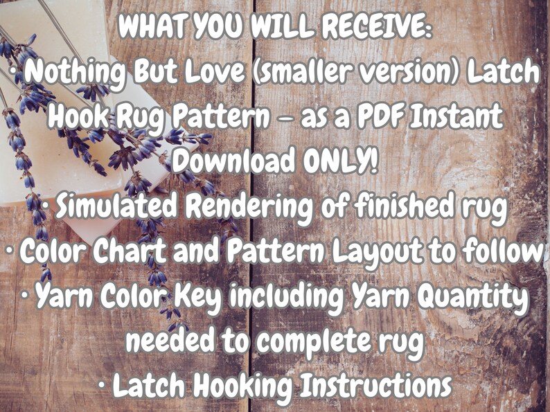 Nothing but Love, Latch Hook Rug Pattern, DIY Latch Hook Rug Kit Pattern Latch Hook Rug Kit ...