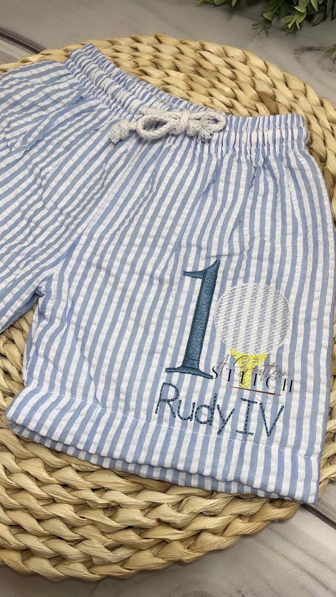 1st Birthday Golf Ball Tee Swim Trunks | First Birthday Golf Swim ...