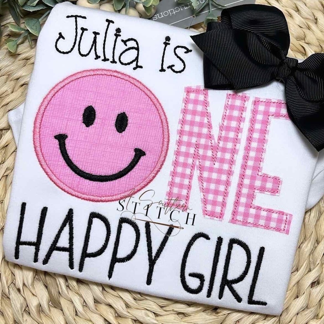 One Happy Gal Birthday Shirt | Smiley Face Birthday Party Shirt | First ...