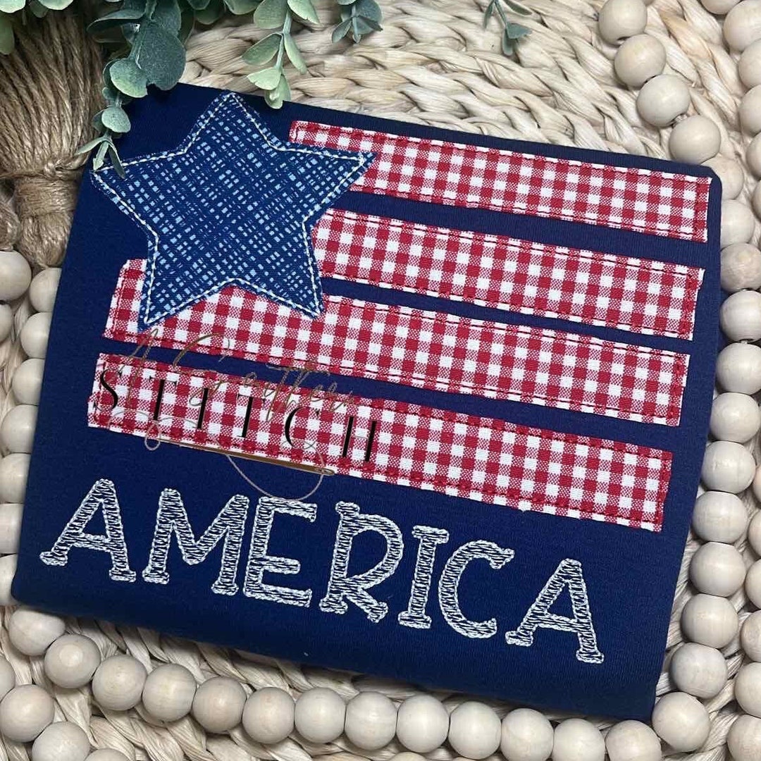 American Flag Applique | Fourth of July Flag | Applique Girl or Boy Bubble Shirt - Etsy