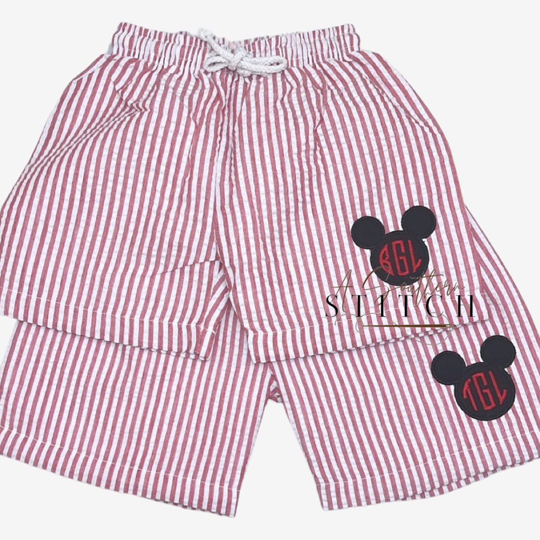 Monogrammed Mouse Ears Swim Seersucker Trunks - Etsy