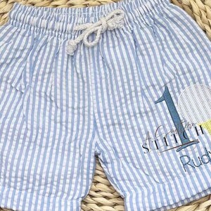 1st Birthday Golf Ball Tee Swim Trunks | First Birthday Golf Swim ...
