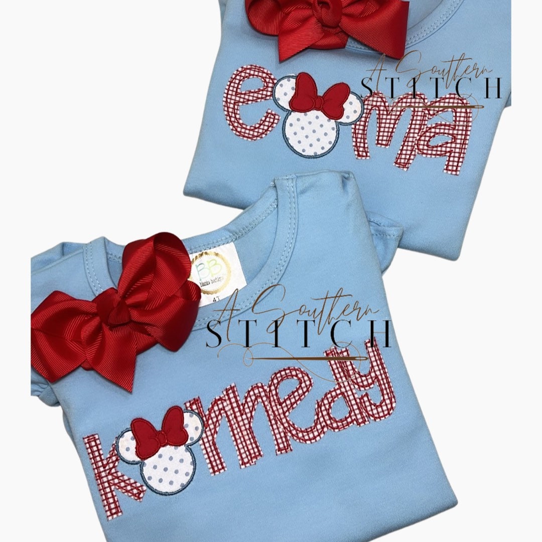 Girl Mouse Ears Name Appliqué - Etsy