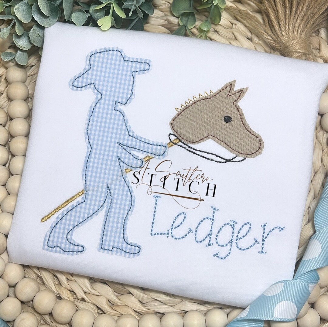 Cowboy Stick Horse Appliqué | Boy's Western Round up Cowboy Shirt - Etsy