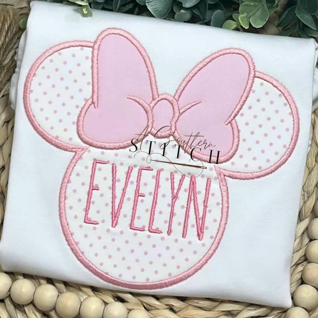 Monogrammed Mouse Shirt | Dainty Pink Bitty Dot Appliqué | Girl Mouse ...