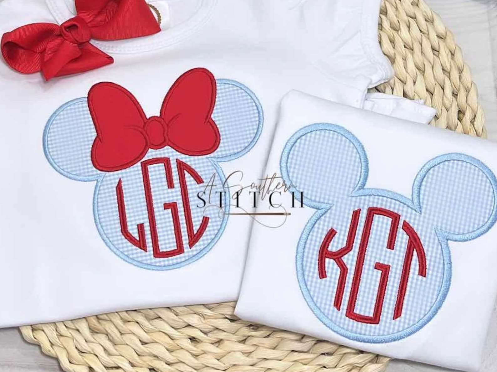 Girl & Boy Monogram Initials Mouse Shirt - Etsy