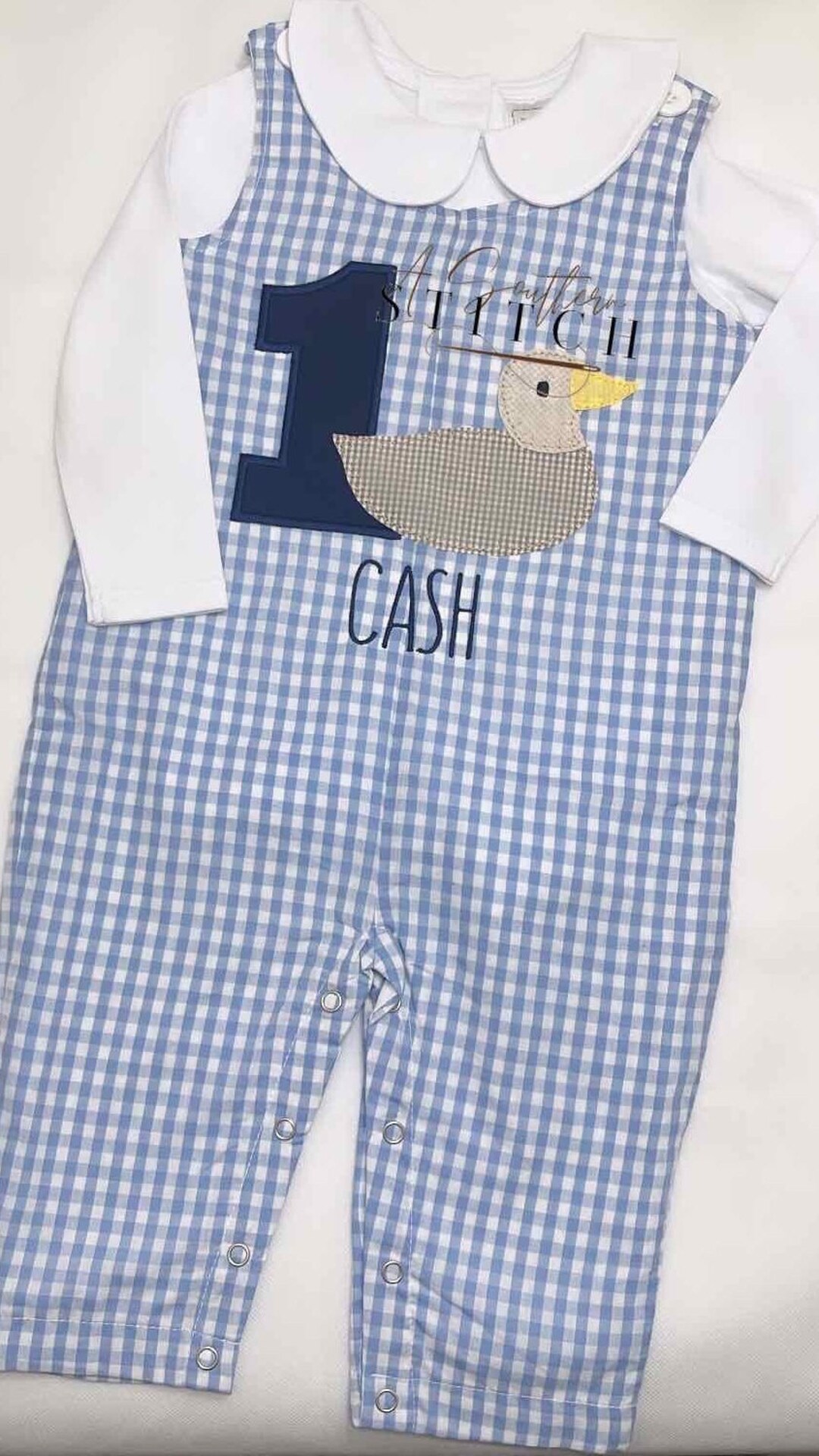 1st Birthday Mallard Duck Longall W/ Peter Pan Collared Bodysuit ...