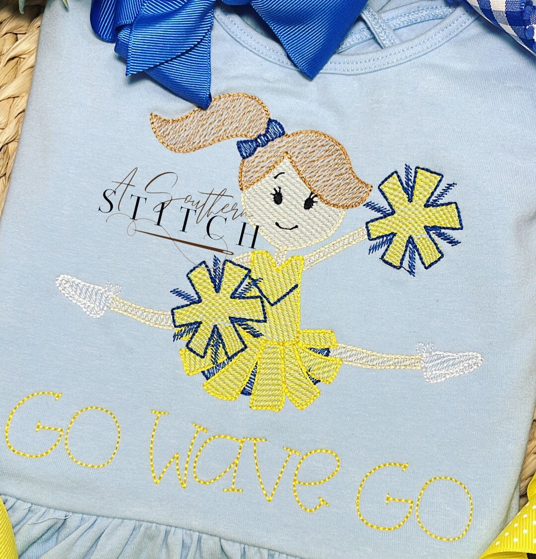 Cheerleader Sketch Girls Shirt | Go Team | Team Spirit - Etsy