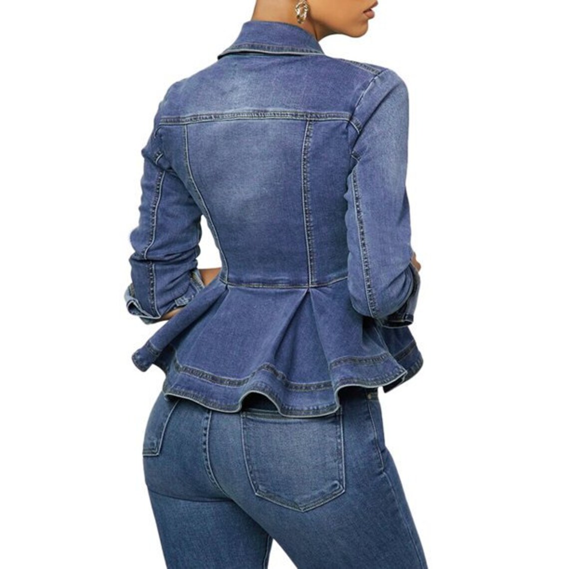 Ruffled Hem Denim Distressed Jacket - Etsy