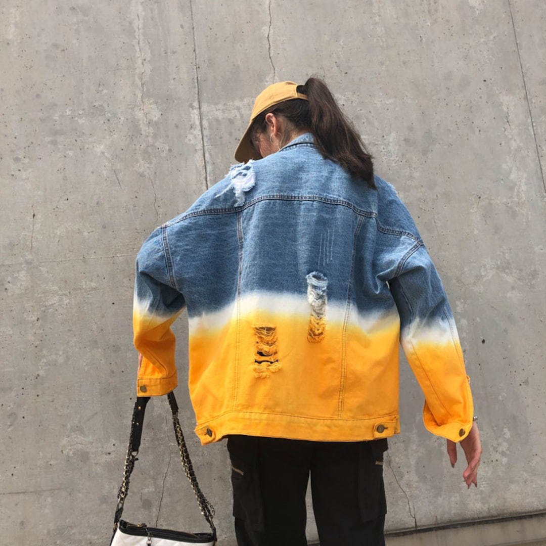 Vintage Ombre Gradient Dip Dyed Denim Oversized Jacket - Etsy