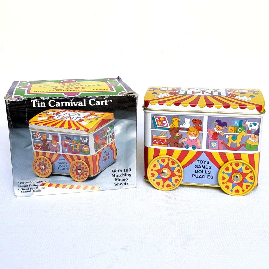 Vintage 1990s Tin Carnival Circus Rolling Cart Clowns the Toy Tent - Etsy