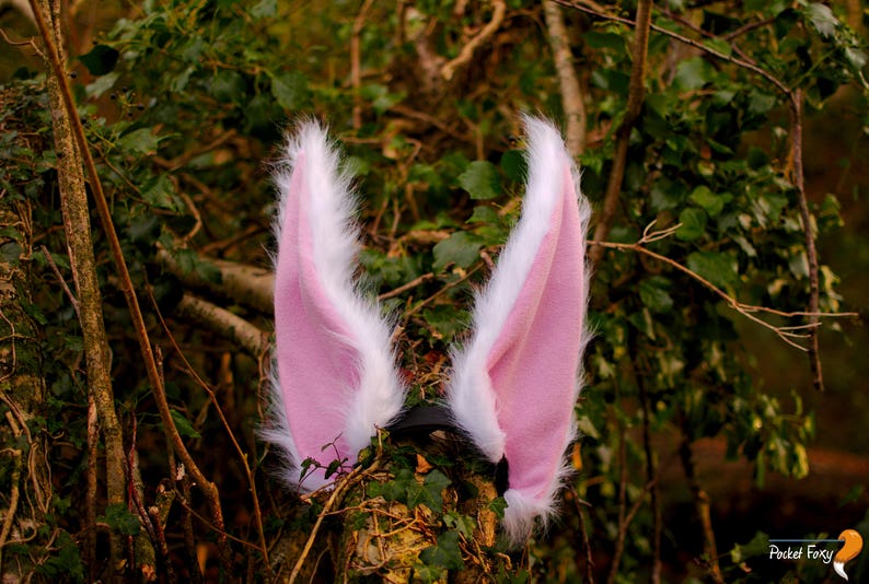 White Rabbit Ears Realistic Ears Hare Ears Headband Tail | Etsy