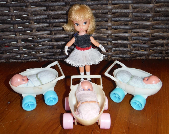 Quirky Vintage Mini Plastic Dolls in Baby Carriages Plastic - Etsy
