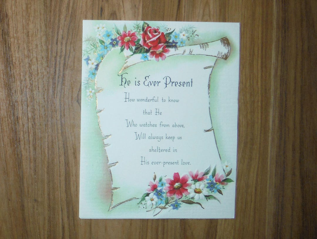 Vintage Pretty Religious Card - 1960's He is Ever Present Religious God ...