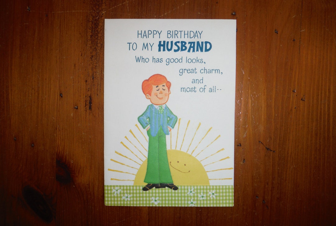 Best Vintage Mod Husband Birthday Card - 1970's Retro Husband Birthday ...