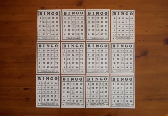 12 Vintage Bingo Cards Black & White Cardboard Bingo Cards - Etsy
