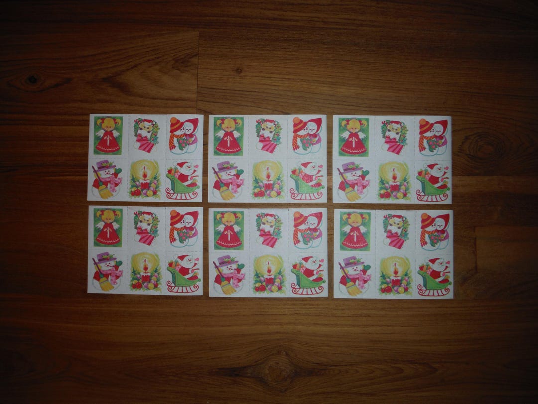 Vintage Christmas Gummed Paper Seals Vintage Paper Gummed Stickers ...