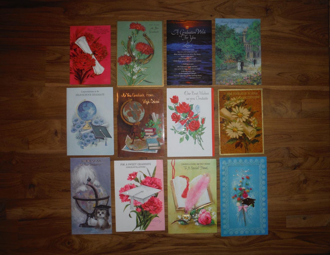 12 Vintage Graduation Congratulations Cards Lot - 1950s - 1970s ...