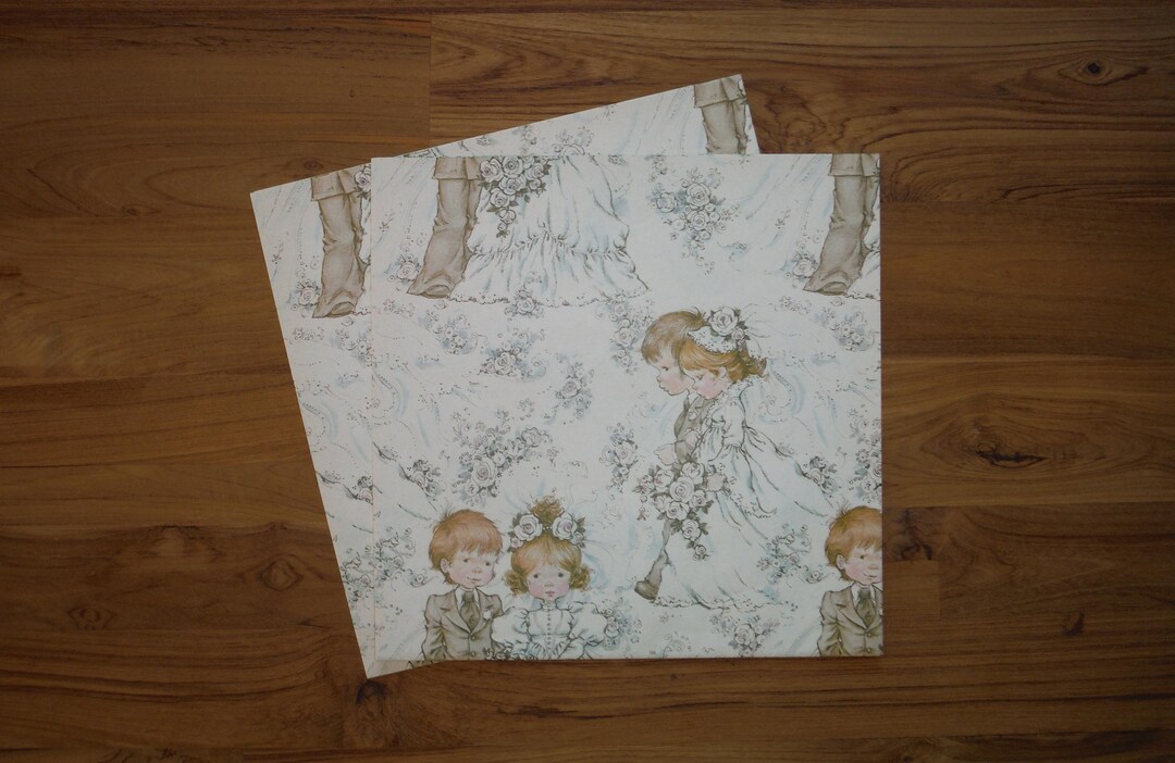 Vintage Cute 1970's Wedding Gift Wrap - Shabby Chic '70's Bride Groom ...