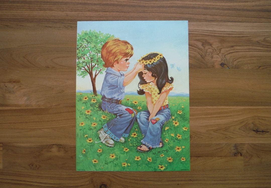 Vintage Mod 1970's Couple in Love Poster Print - '70's Retro Groovy Boy ...