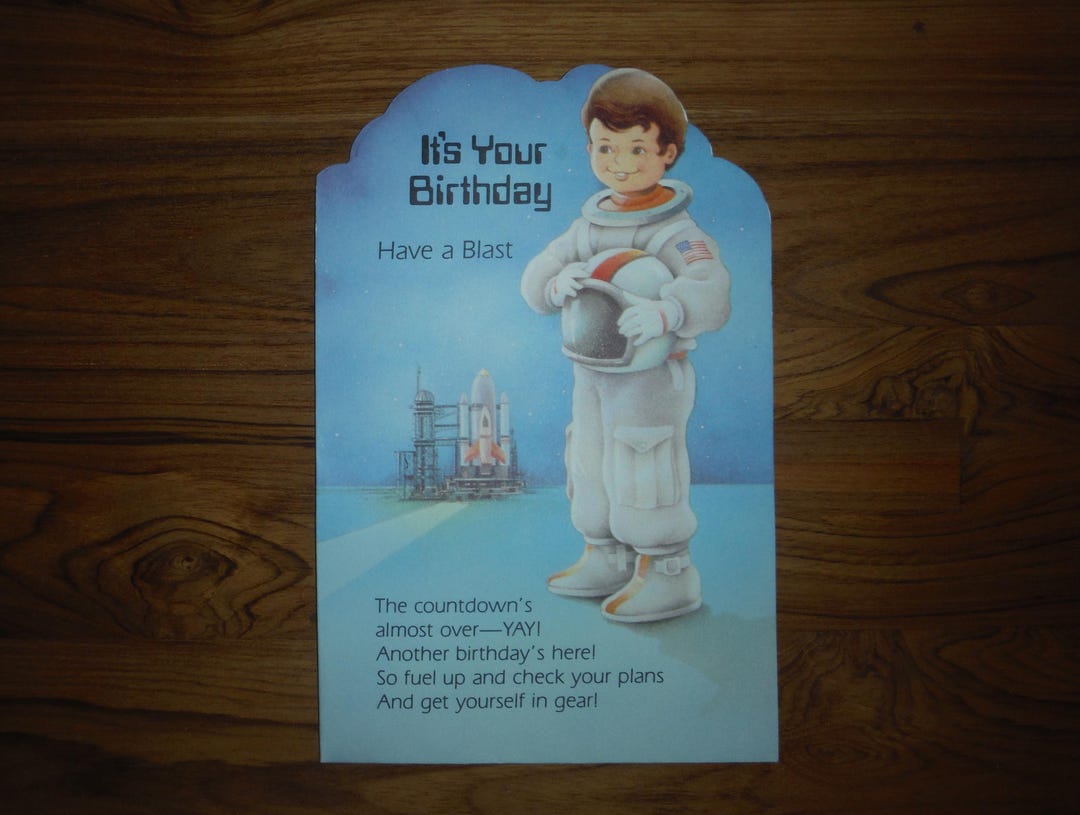 Best Vintage Astronaut Space Birthday Card Vintage Spaceman Astronaut ...