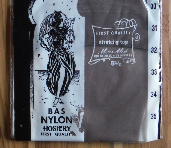 Vintage Dark Beige Nylons New in Package - 1960's Bag… - Gem