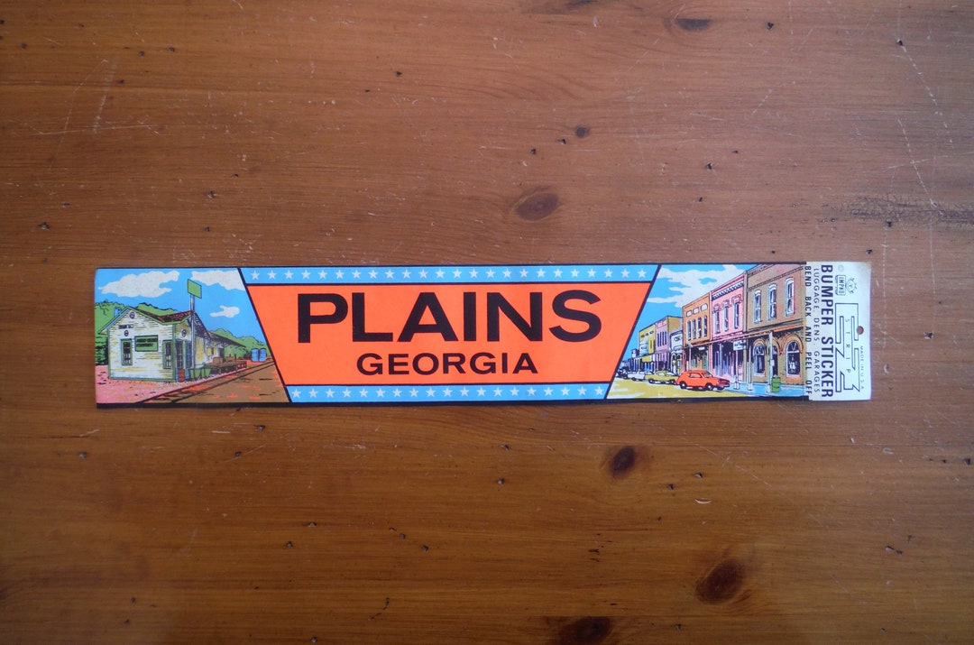 Vintage Plains Georgia Bumper Sticker - 1960's U.S.A. Georgia State Car ...