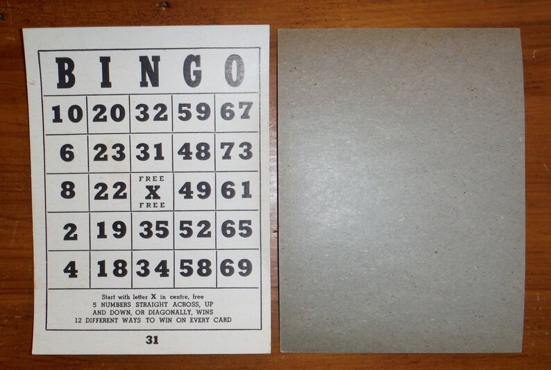9 Vintage Bingo Cards Black & White Cardboard Bingo Cards | Etsy