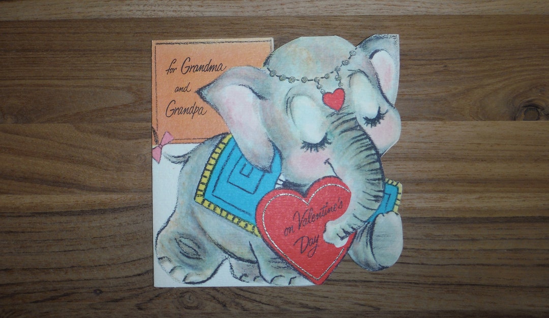 Vintage Grandma Grandpa Valentine Card 1950's Grandparents Sparkly ...