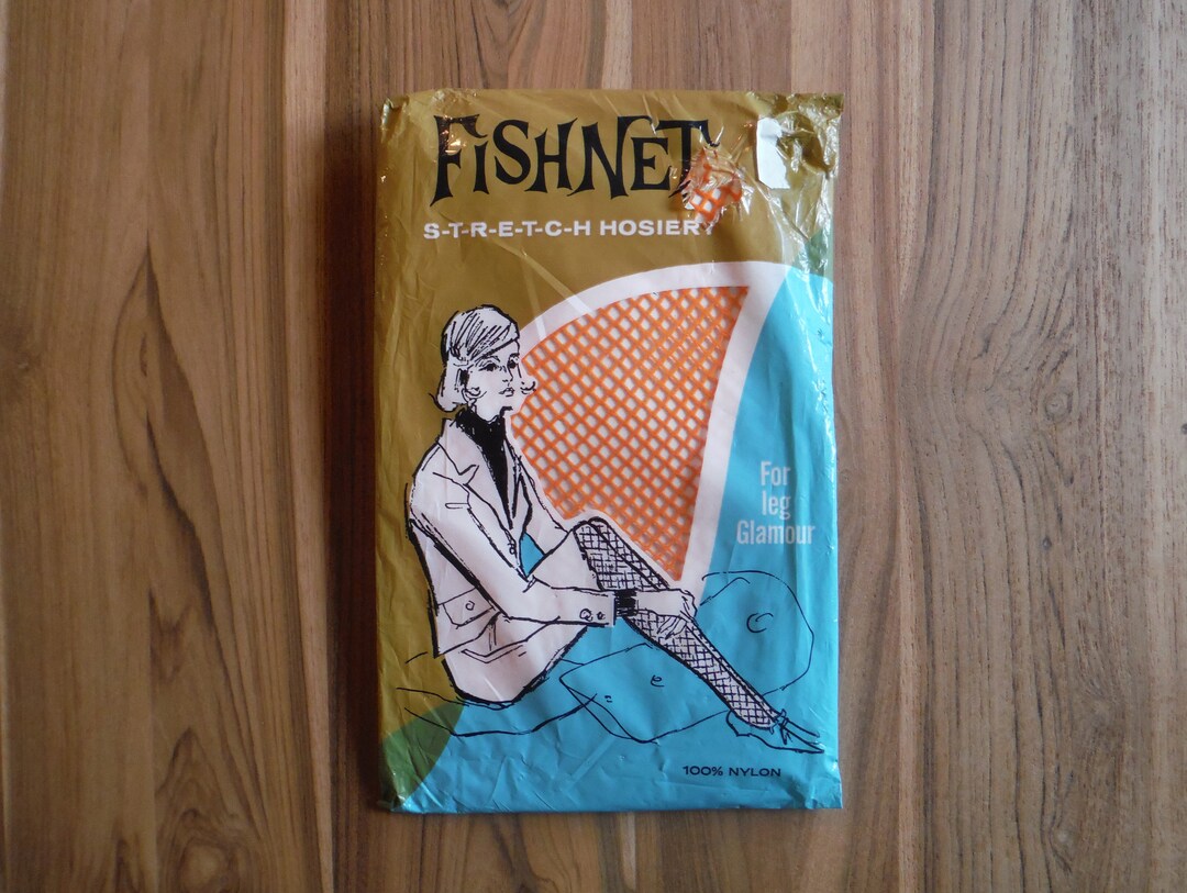 Vintage 1960's Fishnet Hosiery New in Package - '60's Mod Groovy Orange ...