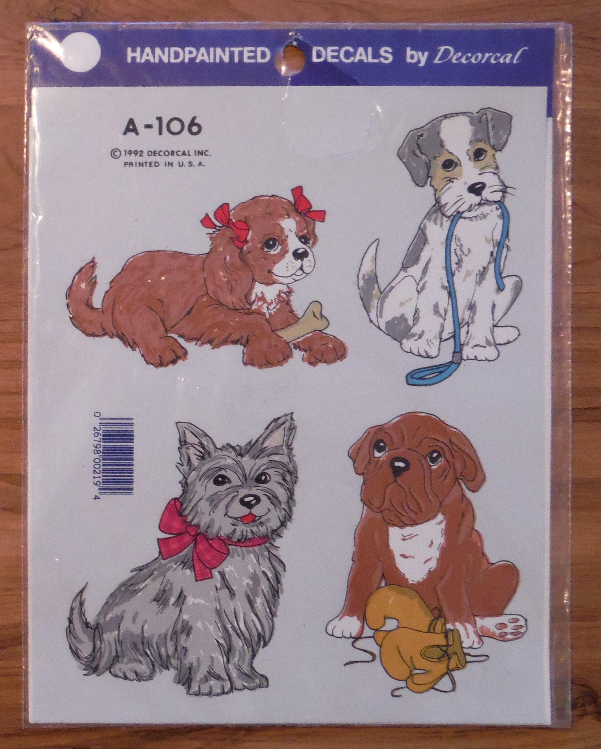 Vintage Puppy Dog Decals- Vintage 1990's Handpainted Dog Decals by ...