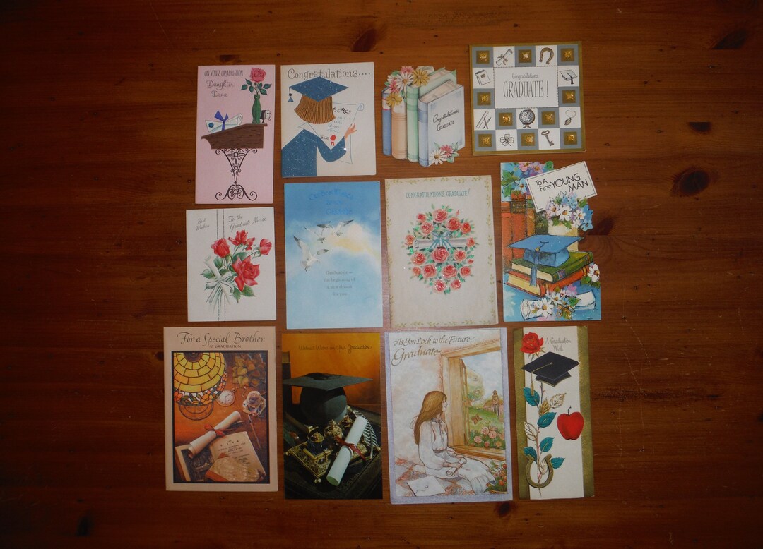 12 Vintage Graduations Greeting Cards Lot - Mod Retro Congratulations ...