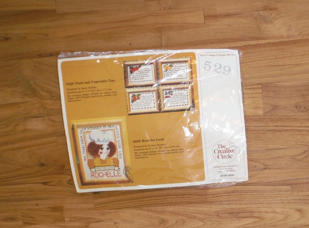 Vintage Kiss the Cook Embroidery Craft Kit - 1970's Kiss the Cook Kit ...