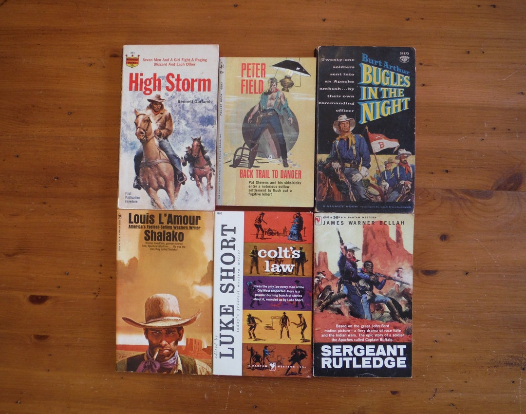 6 Vintage Western Pulp Fiction Paperbacks 1950's 1970's Cowboy Novels ...